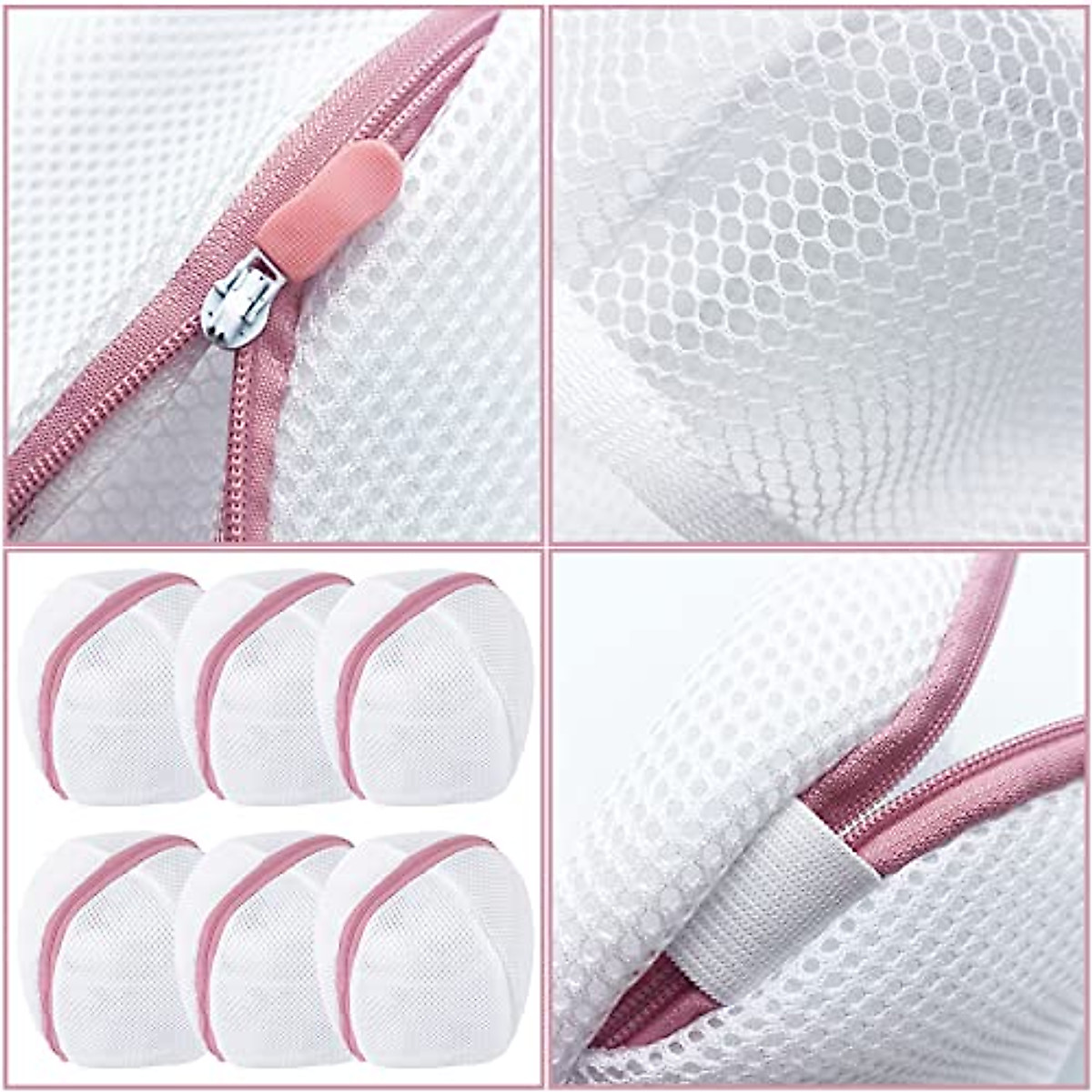 6 Pcs Bra Washing Bags,Mesh Wash Bags,Exclusive Underwear Washing Bags with Zipper for Women Laundry Storage