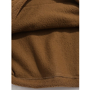 ZAFUL Men's Fluffy Polar Fleece Sweatshirt NEW YORK Embroidery Colorblock Half Zip Unisex Hoodie Coffee M