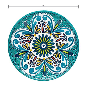 Zak Designs Melamine Dinnerware Set, 12-Piece, Service for 4, Medallion (Cool)