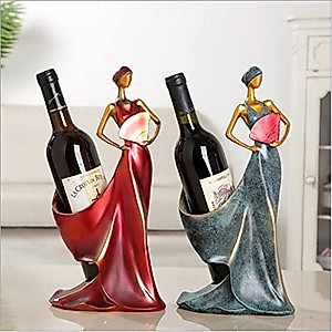 ZYZMH Wine Racks Handmade Home Bar Kitchen Accessories Resin Beauty Girl Model Wine Holder Home Decoration Figurines Miniatures Craft (Flavor : Blue, Size : 1)
