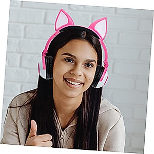 Vaguelly Glowing Headphones Over Ear Headphones On Ear Audio Headphones Wired Gaming Headset Glowing Earphone Earbuds Wired Lighting Headset Ears Earphones Shine PVC Fitness Microphone