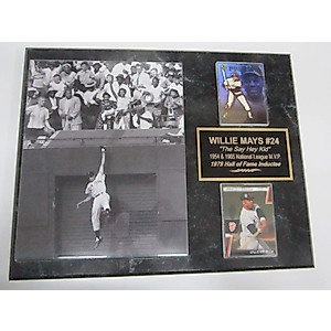 Willie Mays Giants Great Catch 2 Card Collector Plaque w/8x10 Rare Photo #4