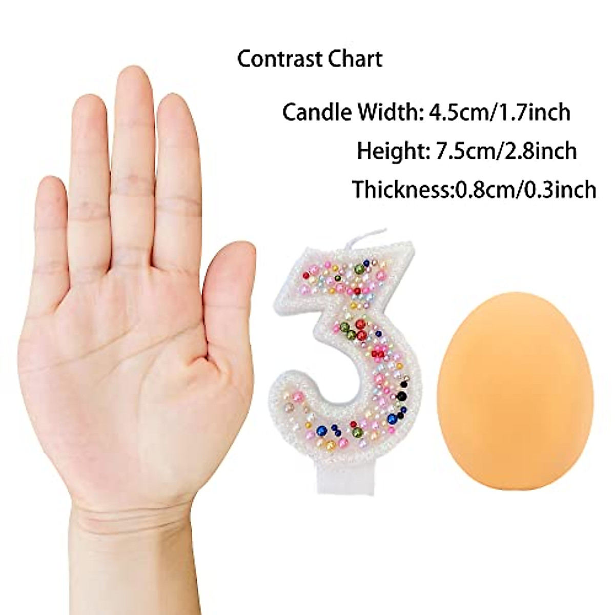 Birthday Candles, Pearl Sequin Number Candle Party Supplies (Number-3)