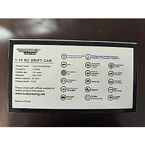 FLYCOLOR Turbo Racing 1:76 Scale Drift RC Car with Gyro Mini Full Proportional RTR 2.4GHZ Remote Control with 2 Replaceable Body Shell (C64-BLUE)