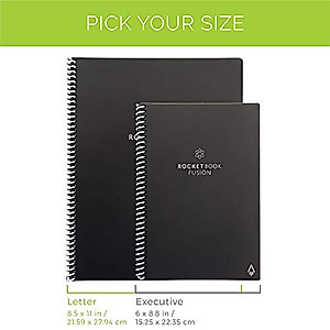 Rocketbook Fusion Smart Reusable Notebook - Calendar, To-Do Lists, and Note Template Pages with 1 Pilot Frixion Pen - Atomic Red Cover, Letter Size (8.5" x 11") & Pen/Pencil Holder (Pen Station)