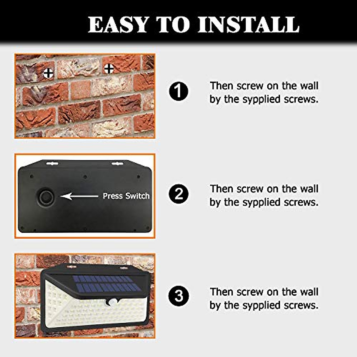 WBM Smart Solar Outdoor Lights, 100 LED IP65 Waterproof, Security Lights for Front Door, Yard, Garage, Deck(2pack) , White