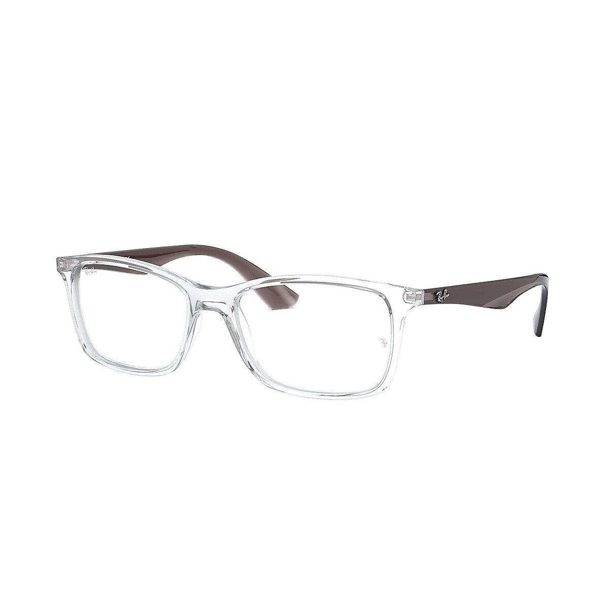 Ray-Ban RX7047 Rectangular Prescription Eyeglass Frames, Transparent on Grey/Demo Lens, 54 mm