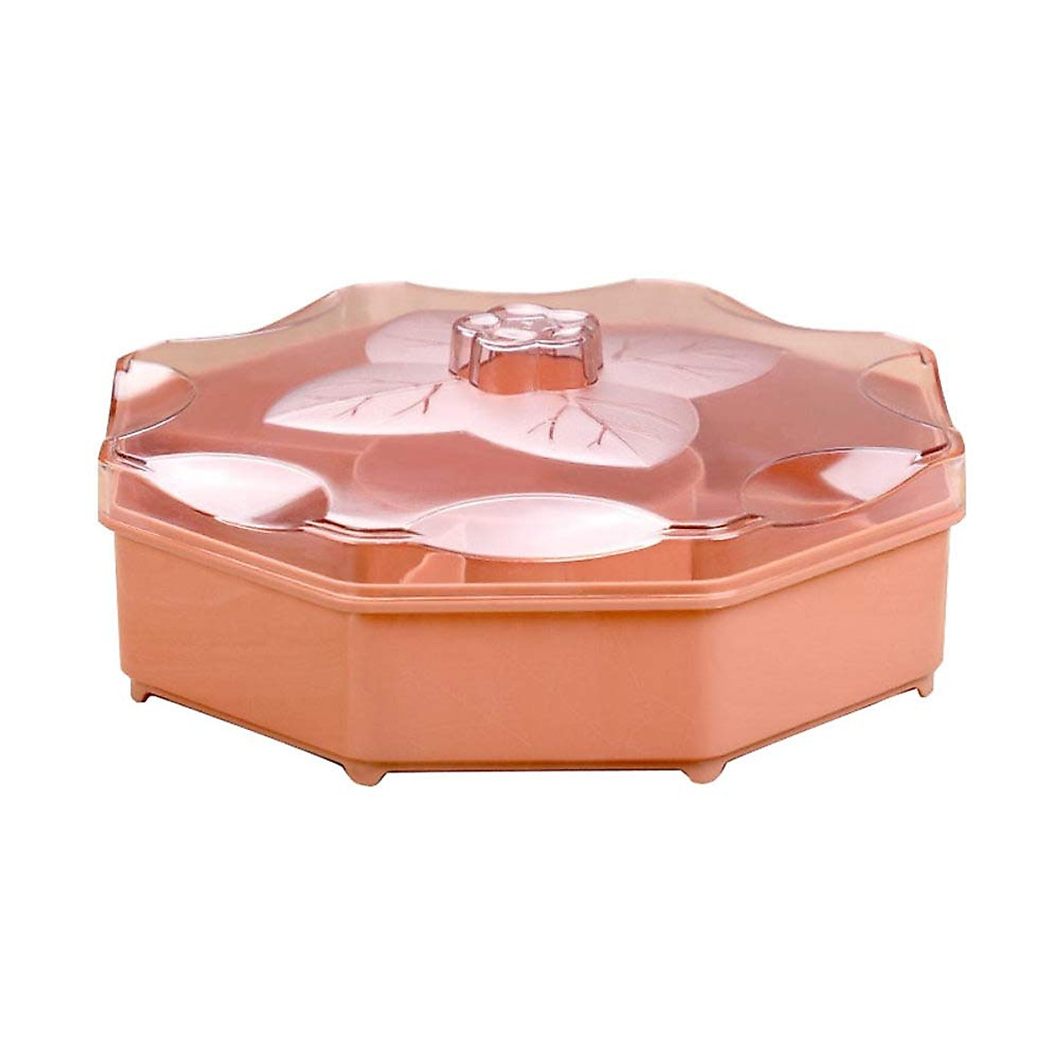 Cabilock Creative Flower Type Candy Box Plastic Snack Storage Tray Double-Layer Snacks Partition Manager Container Dried Fruit Plate for Home Wedding Christmas Party (Rose Red)