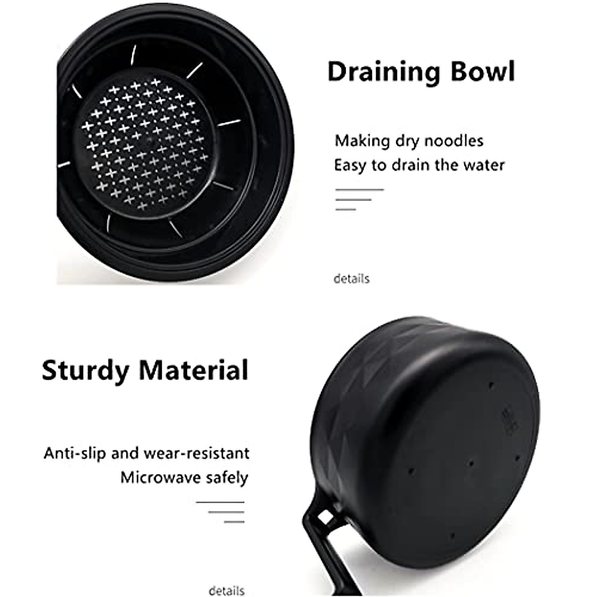 Ramen Cooker Ramen Bowl Set with Chopsticks Microwave Noodle,College Dorm Room Essentials for Girls for Boys Apartment-Black