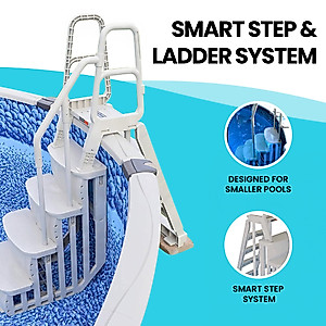 Main Access 200600T 4 Piece 24" Wide Heavy Duty Adjustable Above Ground Swimming Pool Smart Step Entry System with 200 Pound Capacity, Taupe