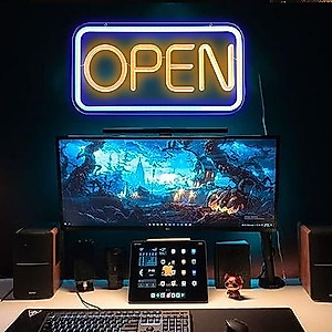 Hujemama Open Signs for Business, In operation16x9 Party Neon Light, USB Powered with ON/OFF Switch, Super Bright Open Neon Light Up Sign for Window Glass Door Shop Store Club Hotel