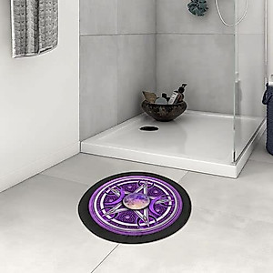 YETTA YANG Purple Wicca Wiccan Moon Fun Indoor and Outdoor Door Round Mat Welcome Mat Non-Slip Home Decoration Mat Housewarming Gift 23.6in 60cm