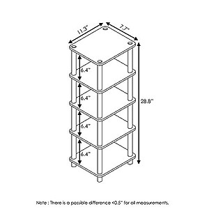 FURINNO Turn-N-Tube LACi 4-Bins System Rack, French Oak Grey/Black