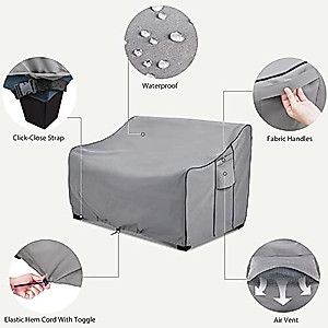 Kylinlucky Outdoor Furniture Covers Waterproof, 2-Seater Patio Sofa Covers Fits up 54W x 38D x 35H inches Grey