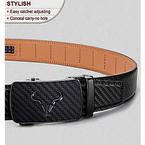 BULLIANT Men's Belt,Brand Ratchet Belt Of Genuine Leather For Gift Men Dress,Size Customized(Black,32"-38" Waist Adjustable)