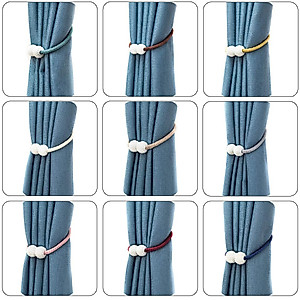 Melaluxe 6 Pack Magnetic Curtain Tiebacks, Decorative Curtain Holdbacks for Window Décor (Grey)