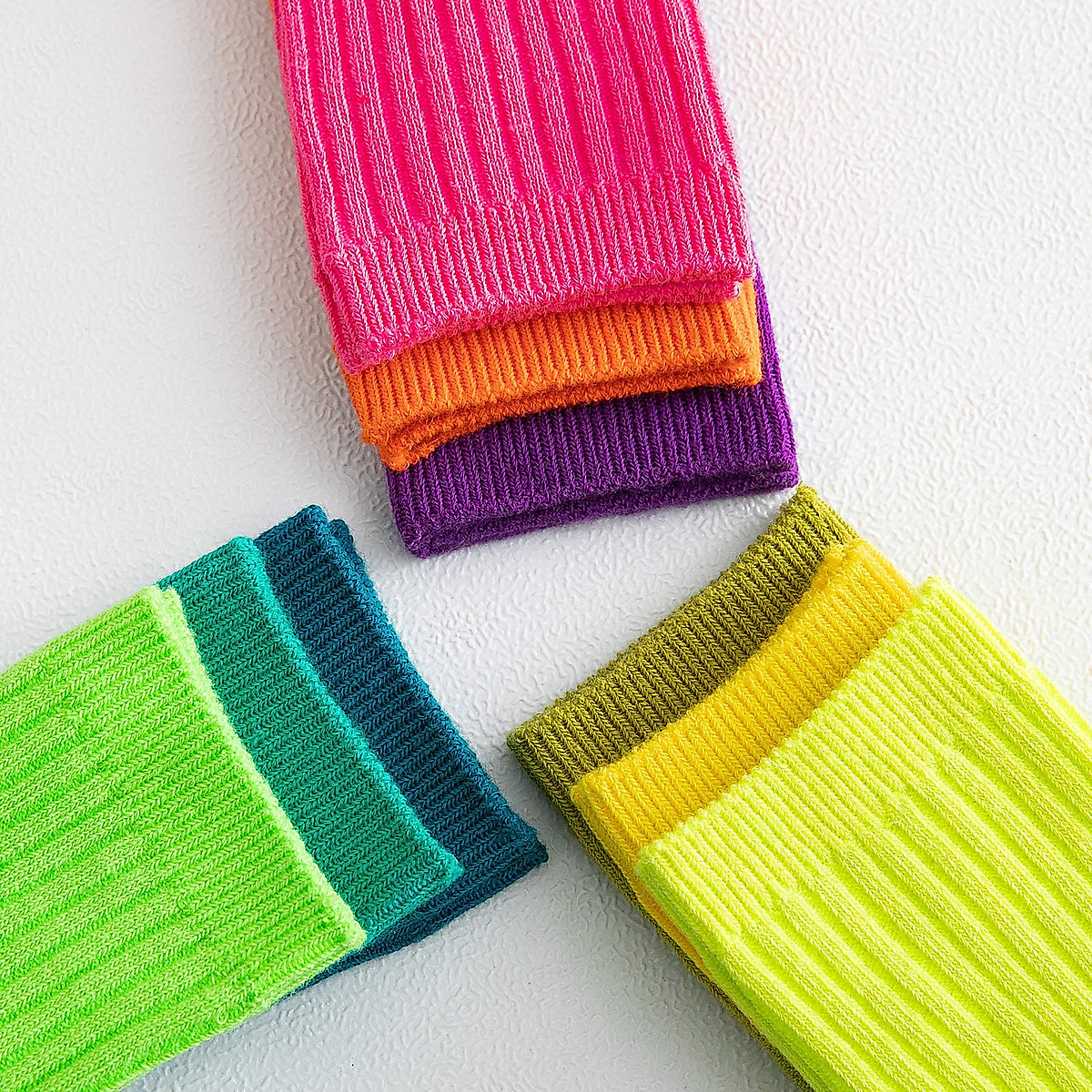 MINI PANDA Little Girl's Socks, Girls Socks Cute,girls Crew Socks 9 Pairs Pack (9 colors-2, 5-8 Years)