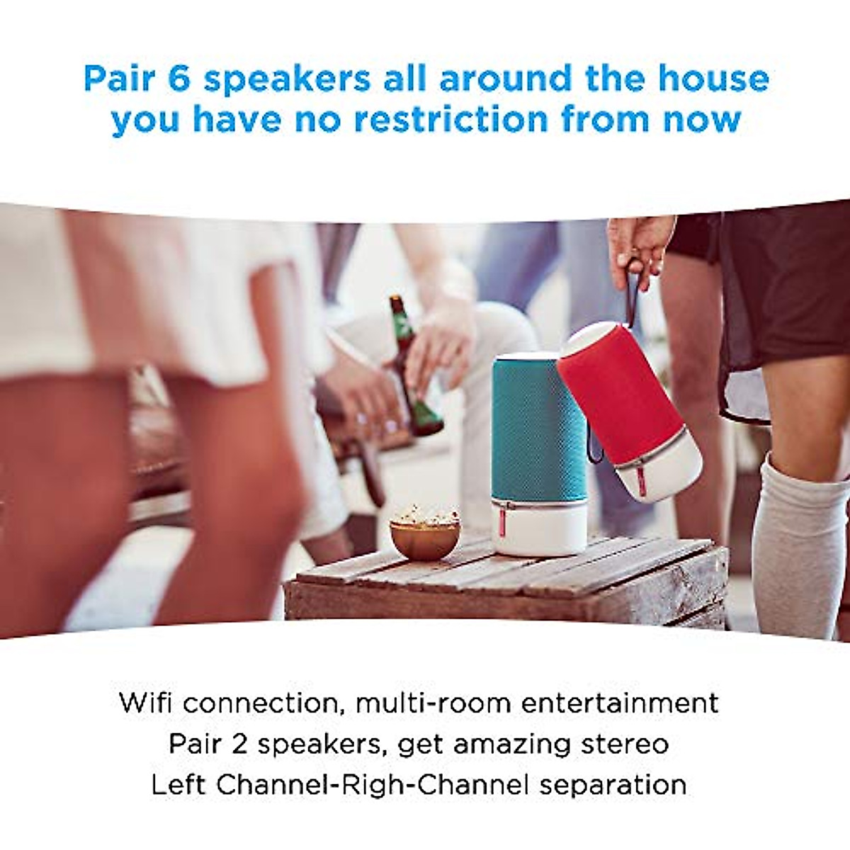 Libratone ZIPP Portable WiFi + Bluetooth Wireless Speaker - Compatible with Alexa (Victory Red)