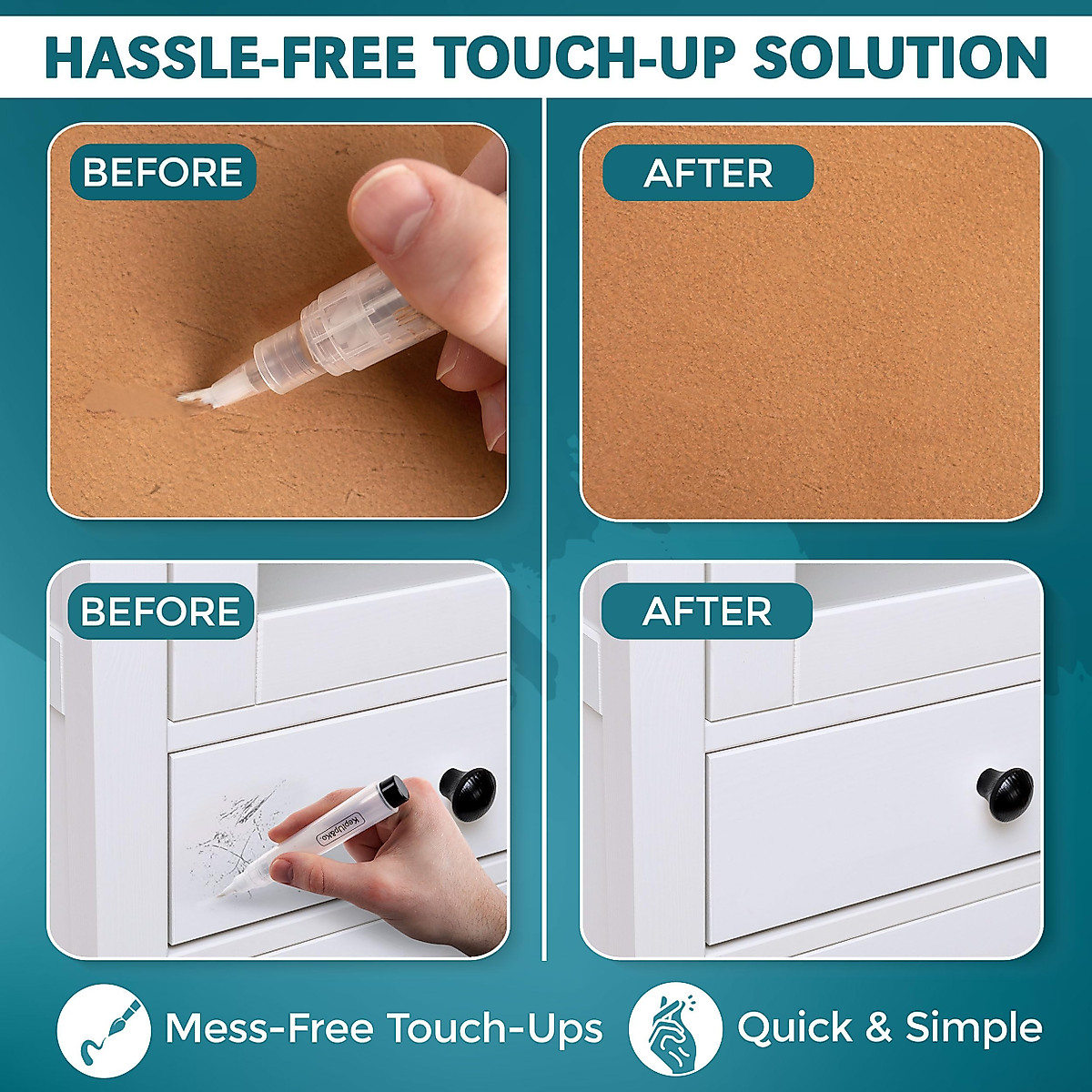 Paint Touch Up Pens Refillable - 5ml Touch Up Paint Pens for Walls | Pack of 3 Touch Up Paint Pen | Refillable Paint Pen for Touch Ups | Cabinet Touch Up Paint |Perfect Paint Touch Up Pen with Syringe