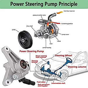 56110-PVJ-A01 Power Steering Pump,Power Assist Pump compatible for 2005-2008 Honda Pilot 2005-2010 Honda Odyssey 2007-2013 Acura MDX Replace 56110-RGL-A03,56110-RYE-A02,21-5442