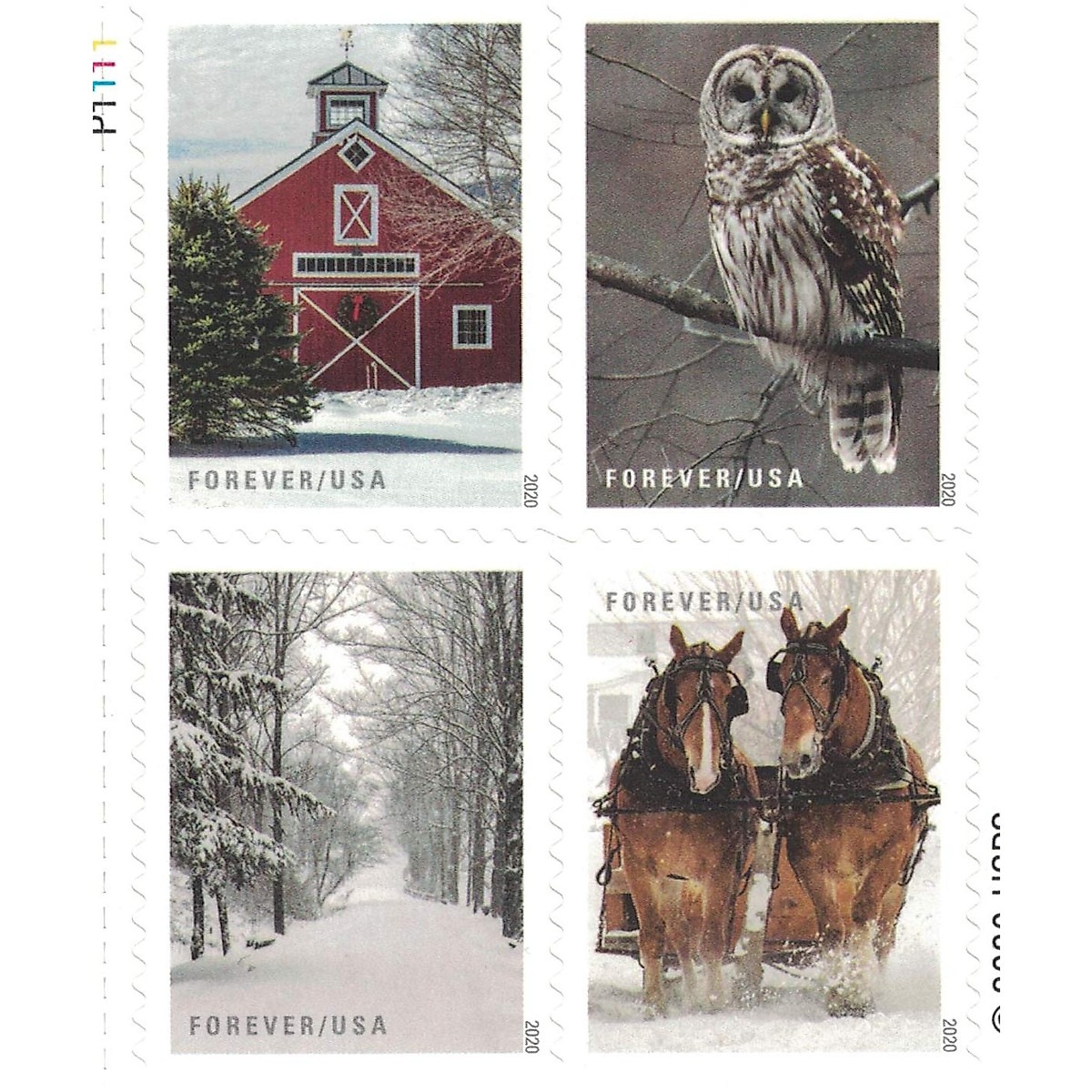 USPS Forever Stamps Winter Scenes - Book of 20 Postage Stamps