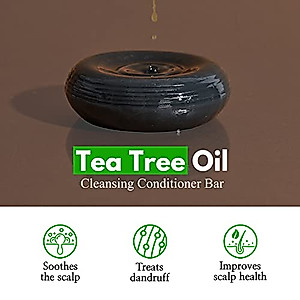 BEAUT'E SEOUL Cowash Cleansing Conditioner Bar Soap - Tea Tree Conditioner Hair Mask with Activated Charcoal Scalp Treatment Dandruff Care, Solid Coconut Cowash Hair Moisturizer