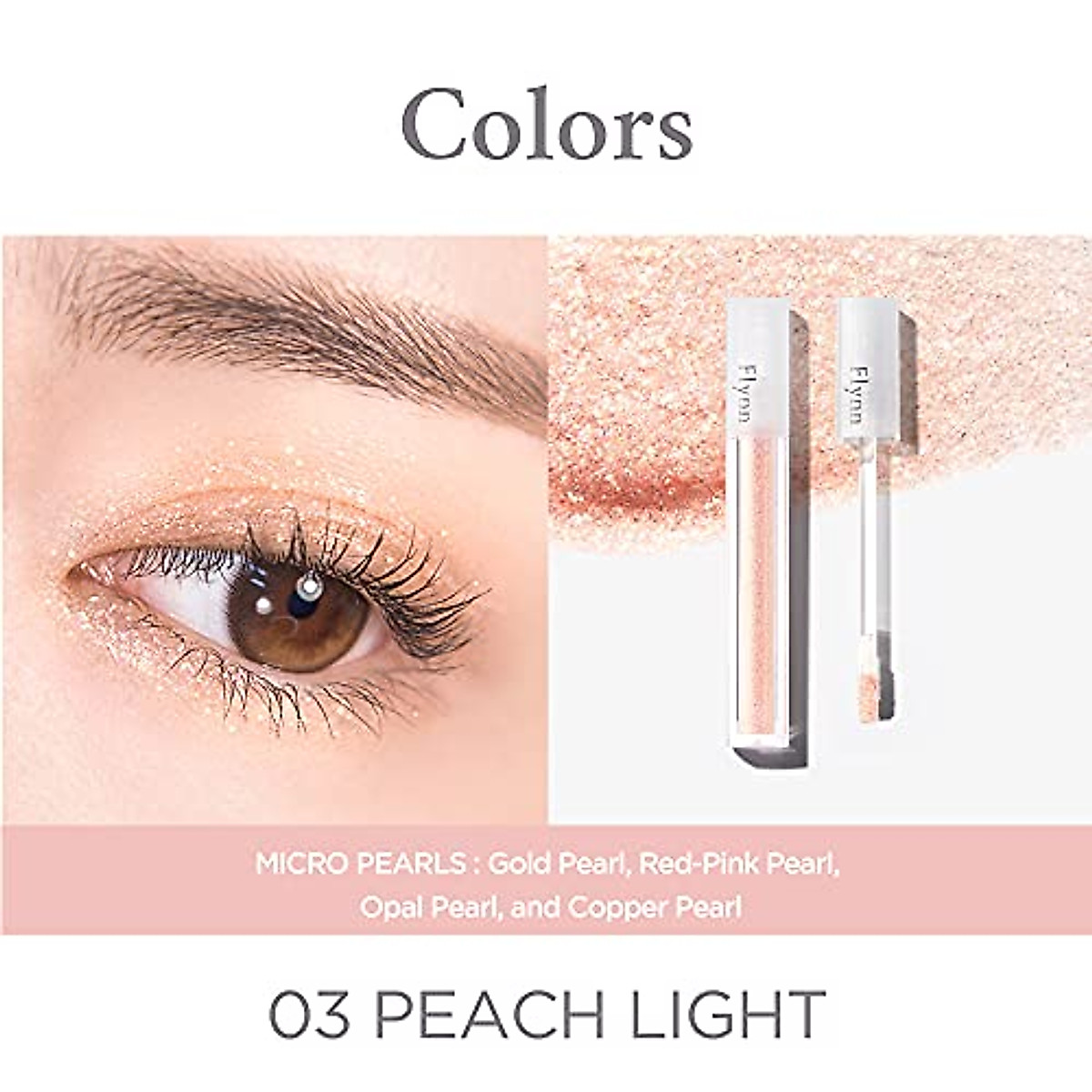 FLYNN Lightcatcher Liquid Glitter Eyeshadow | Long Lasting, Quick Drying, Lightweight Water Texture, No Fall-out | K beauty High-Impact Eye Looks (03 Peach Light) 0.12oz
