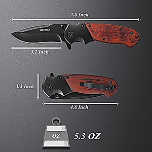 TACTIMAN Pocket Knife Gifts for Men Husband Boyfriend Folding Knife Stainless Steel Blade Wood Handle Birthday Gifts Unique Gifts for Men Stocking Stuffers for Men Knife Gifts for Men