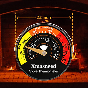 Wood Stove Thermometer Magnetic, Oven Stove Temperature Stove Top Thermometer for Wood Burning Stoves, Gas Stoves, Pellet Stove, Avoiding Stove Fan Damaged by Overheat