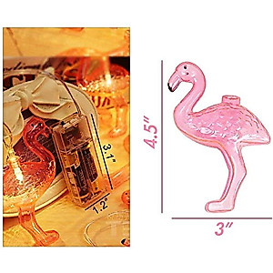 DomeStar 10Ft Pink Flamingo Lights, LED Flamingo String Lights Battery Operated Fairy Lights Outdoor Tropical Hawaiian Luau Party Wedding Birthday Decor