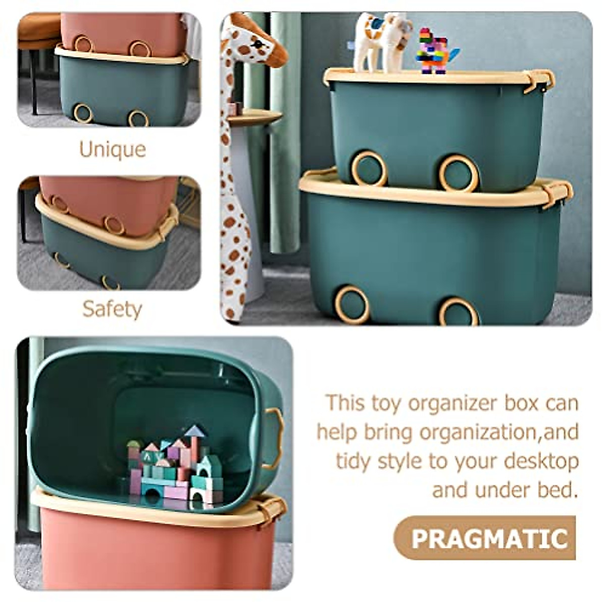 LIFKOME Stackable Toy Storage Box with Wheels Rolling Storage Box with ...