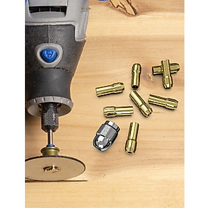 Collet Set for Dremel, 10Pcs Replacement 4485 Brass Quick Change Rotary Drill Nut Tool Set (1/8" x 2, 3/32" x 2, 1/16" x 2, 1/32" x 2）