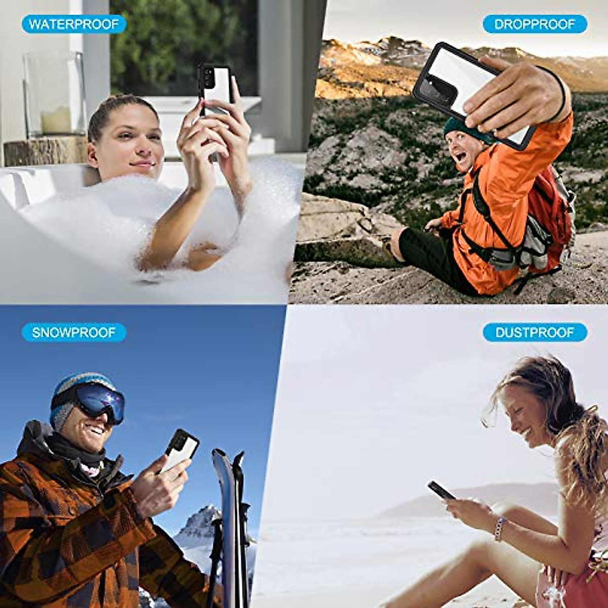 Lanhiem Samsung Galaxy S20 FE 5G Case, IP68 Waterproof Dustproof Case with Built-in Screen Protector, Full Body Heavy Duty Shockproof Protective Cover for Samsung S20 FE 5G 6.5 Inch, Black