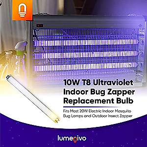lumenivo F10T8/BL Bug Zapper Light Bulbs 10 Watt T8 Ultraviolet Indoor Zapper Replacement Bulbs - T8F10W Light Zapper Bug Light Bulbs – Fits Most Electronic 20W Bug Mosquito Zappers - 2 Bulbs