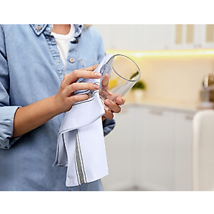 Utopia Towels 24X Pack Dish Towels (15 x 25 Inches)- 100% Ring Spun Cotton- Super Absorbent- Linen Kitchen Towels- Soft Reusable- Cleaning Bar, and Tea Towels Set (12X Grey & 12X Blue)