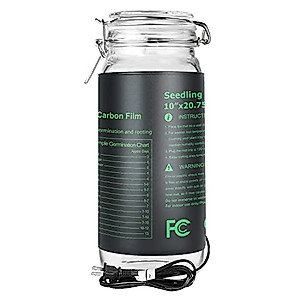 iPower 10" x 20.75" Seeding Heat Mat Upgraded Carbon Film Indoor Warm Hydroponic Plant Germination Starting Pad Durable Waterproof, Black