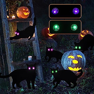 6 Pack Halloween LED Glowing Eyes Black Cat Glow in The Dark with Lights Outdoor Outside Halloween Decorations Scary Yard Signs Garden Decor Lawn for Pathway Stake Waterproof Thickened Silhouette