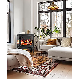 Silonn Electric Fireplace Heater, 5300 BTU Portable Fireplace with App & Remote,24-inch Low Noise Electric Fire Place with 5 Brightness Levels, Temp Control & Timer for Living Room, Bedroom, Black