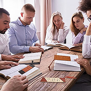 3 Pieces Christian Bookmarks for Women Men, Religious Bookmarks Father's Day Presents, Bible Cover Faux Leather Bookmakers with Inspirational Verse, Personalized Journal Markers (Simple Style)