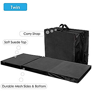 American Furniture Alliance Hide A' Mat 3.5 x 35 x 77 inch Twin TriFold Mattress Mesh/Suede, Black