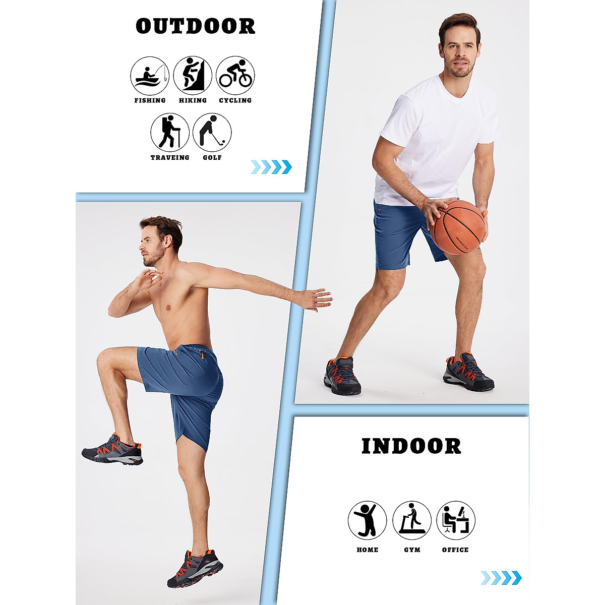 TACVASEN Men's Shorts Running Quick Dry Lightweight Athletic Workout Gym Basketball Summer Shorts with Zipper Pockets