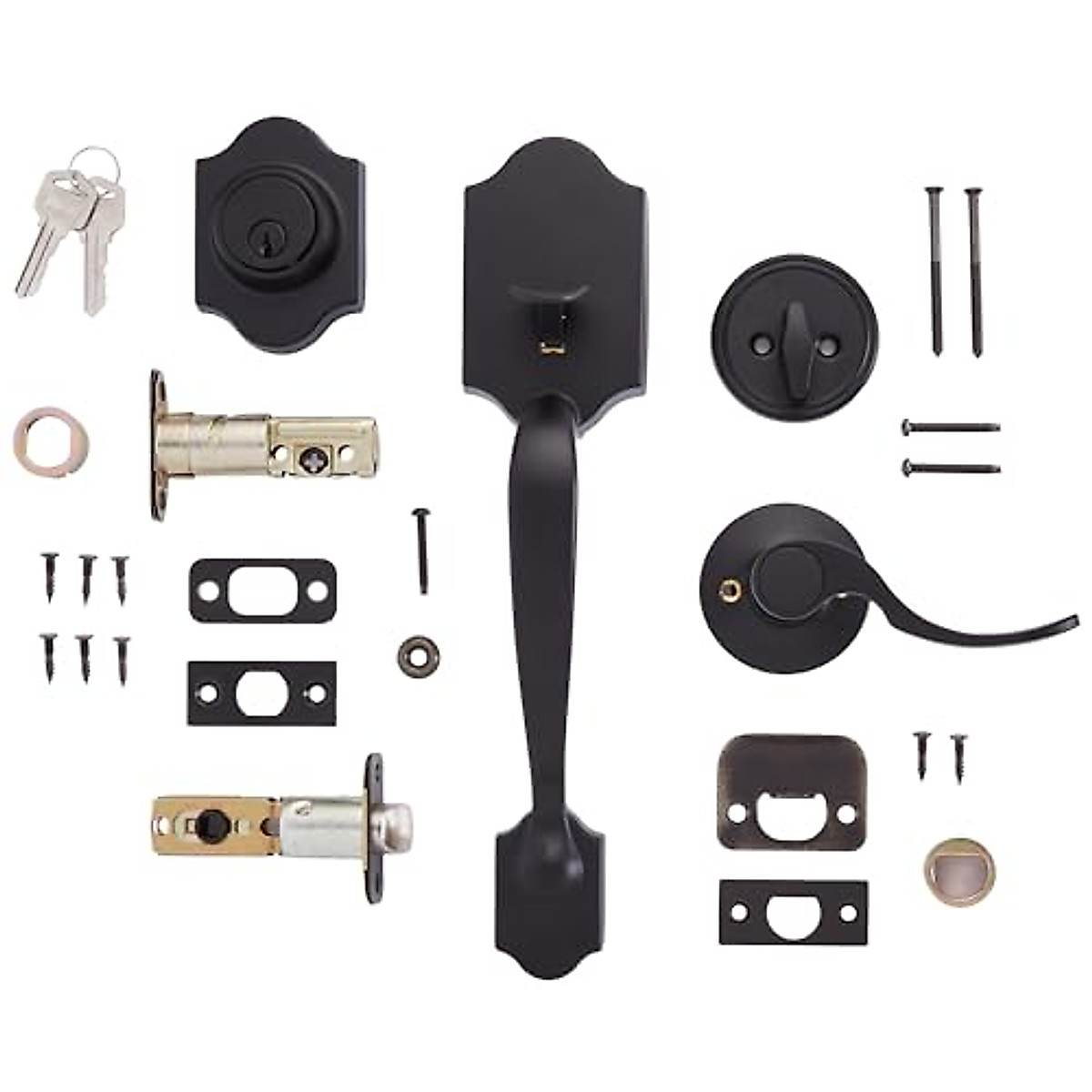 Amazon Basics Handleset with Shelby Lever - Single Cylinder - Matte Black