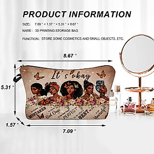 African American Makeup Bag for Purse Afro Black Cosmetic Bags for Women Inspirational Gift Small Funny Cosmetics Pouch Travel Bag Cases for Toiletries Accessories Organizer
