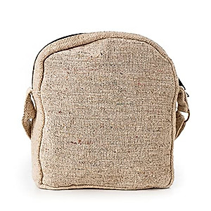 Crossbody Bag Purse Made From Pure Hemp - Unisex Hippie boho Tote Handmade shoulder bag for Travel, purse for men and women (Natural Khaki)