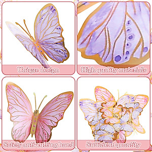 Outus 48 Pcs Christmas Butterfly Party Decoration Butterfly Baby Shower Centerpieces for Tables Large Paper Butterfly Table Toppers Centerpieces Wall Decor for Birthday Party Supplies(Pink, Purple)