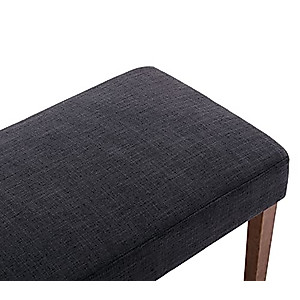 VESCASA Charcoal Linen Upholstered Dining Bench with Natural Wood Legs, 44.5" W Entryway Farmhouse Padded Bench for Dining Room, End of Bed, Kitchen, Living Room, 1 PC