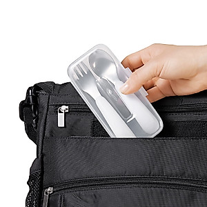 OXO Tot On-The-Go Fork And Spoon Set, Stainless Steel, TPR, Plastic - Teal