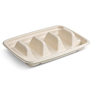 MT Products Disposable Taco Plate/Holder with 3 Compartments Made of Pulp Fiber Material Keeps Your Tacos Upright (15 Pieces)