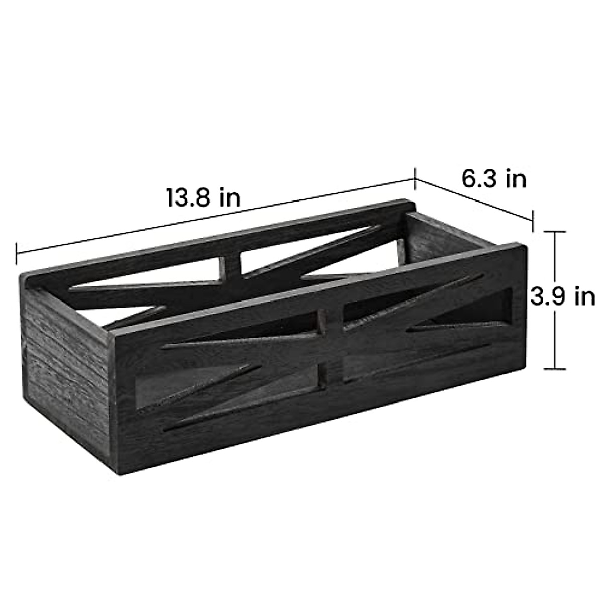 Wooden Bathroom Decor Box, Rustic Toilet Tank Box, Farmhouse Toilet Paper Organizer Holder Storage Box Perfect for Living Room, Table Counter and Kitchen (Black)