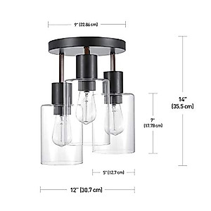 Globe Electric 60981 Sedona Faux Wood Accents, Clear Glass Shades, Matte Black